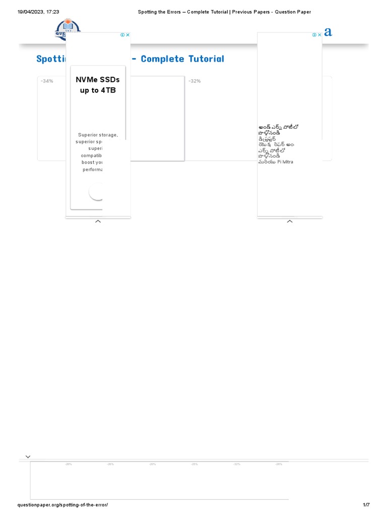 Spotting The Errors - Complete Tutorial - Previous Papers - Question ...