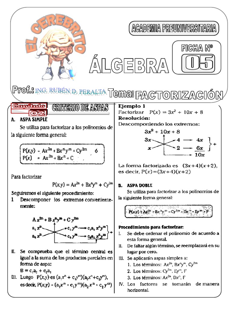 Factorización (Aspa Simple, Doble) | PDF | Factorización | Álgebra