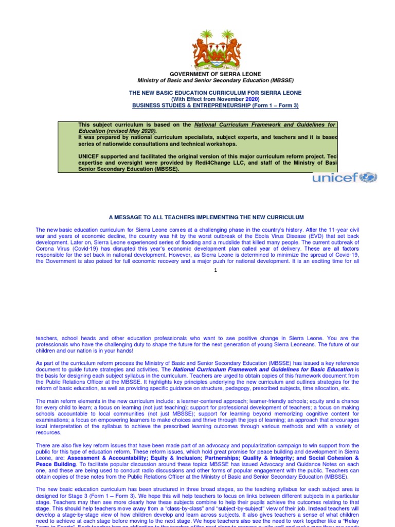 9.-Business-Studies-Syllabuses | PDF | Bookkeeping | Entrepreneurship