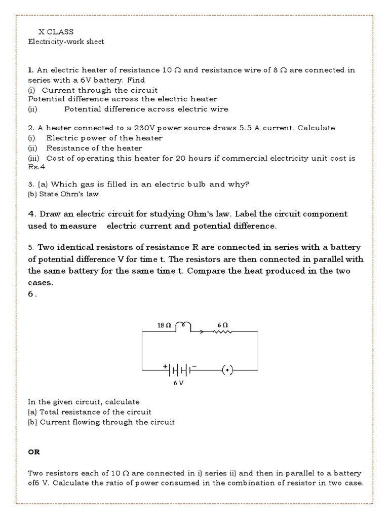 Electricity X Class Term Ii Imp Ques | PDF | Series And Parallel ...