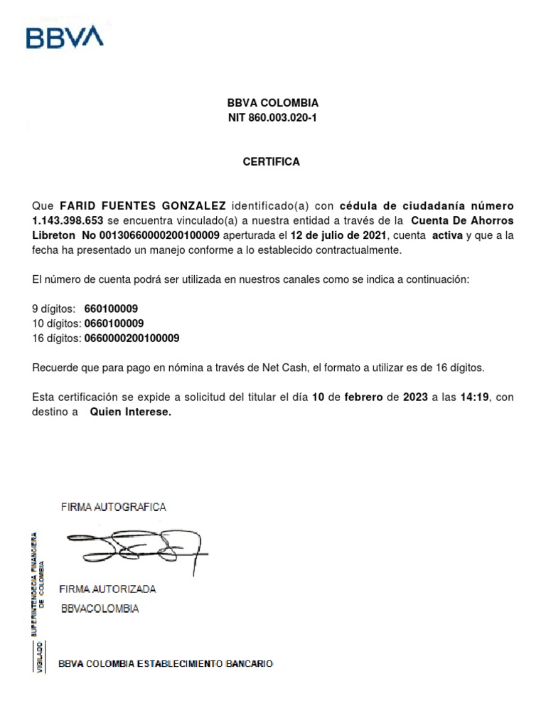 Bbva Colombia NIT 860.003.020-1 | PDF | Negocios | Derecho