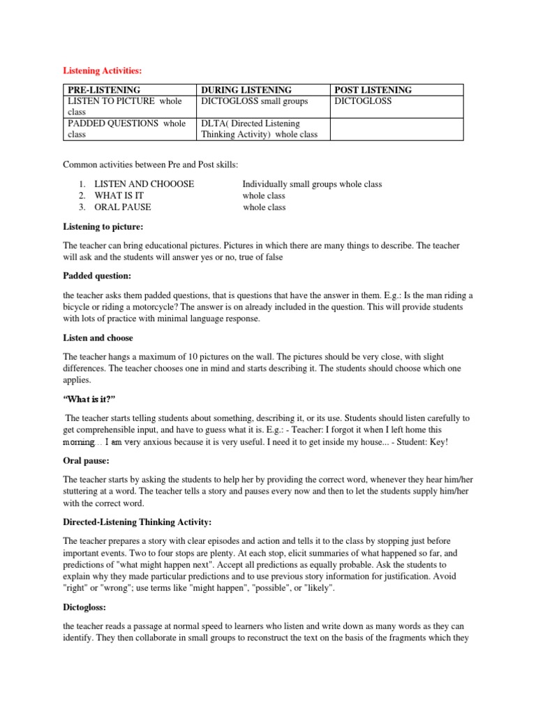 Effective Listening and Writing Activities | PDF | Vocabulary | Word