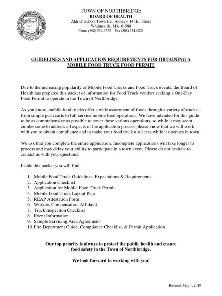 Applicationguide Mobile Food Unit Permit2019v2 | PDF | Food Truck ...