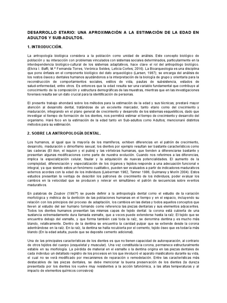 Desarrollo Etario: Una Aproximación A La Estimación de La Edad en | PDF ...