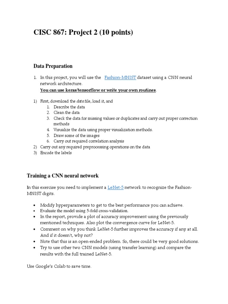 CISC 867: Project 2 (10 Points) : Data Preparation | PDF