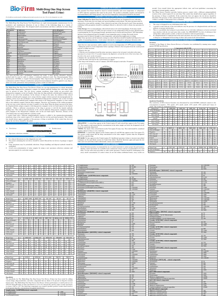 Multi-Drug One Step Screen Test Panel (Urine) IFU | PDF | Drugs Acting ...