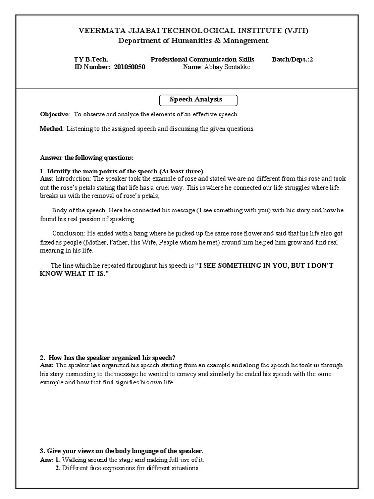 Abhay Public Speaking Worksheet | PDF | Communication | Human Communication