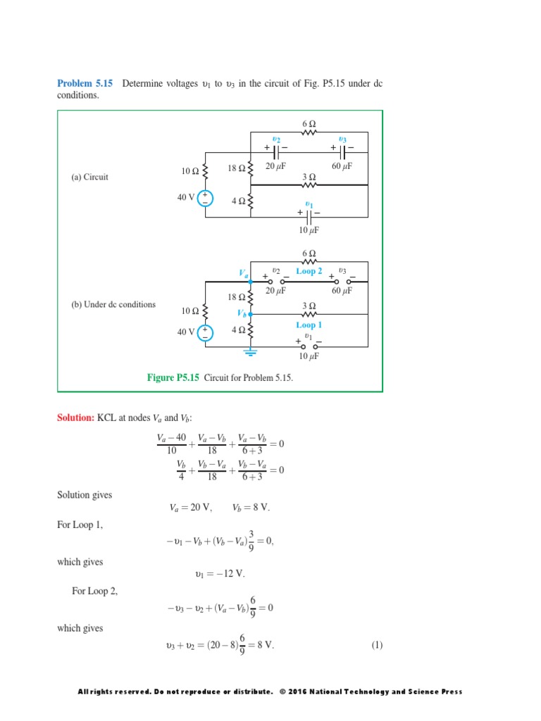 Problem 5.15: Figure P5.15 | PDF | Electrical Network | Physical Quantities