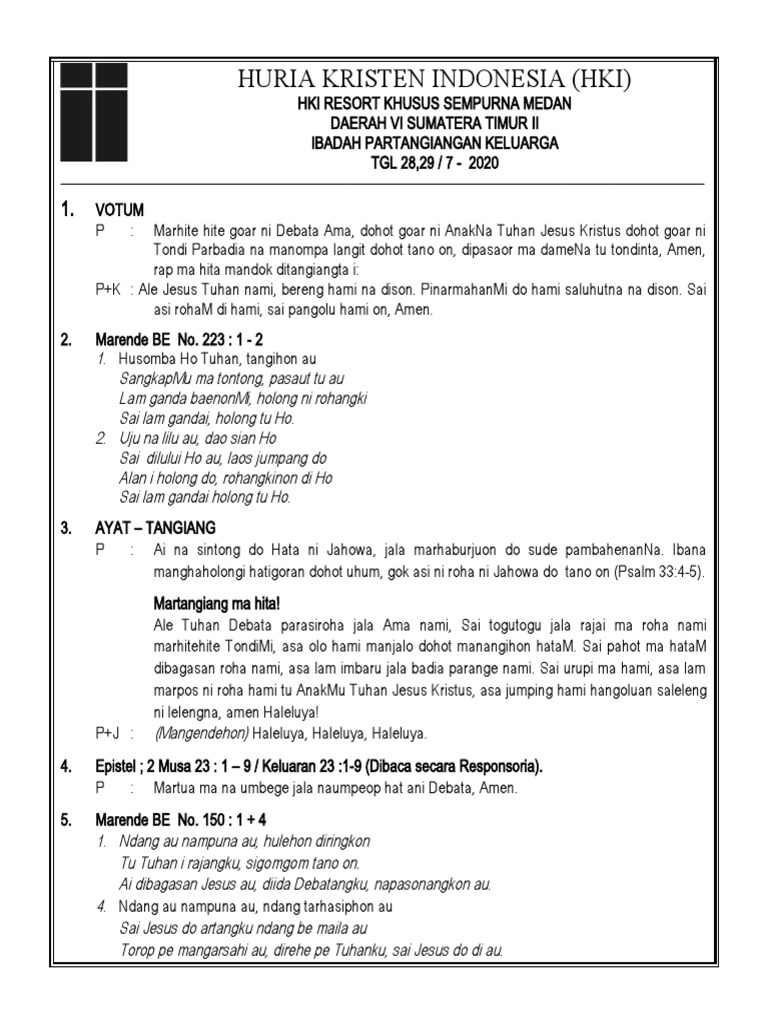 Tata Ibadah HKI Sempurna Medan | PDF | Seni & Disiplin Bahasa