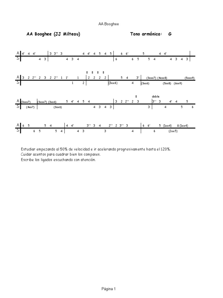 AA Booghee (JJ Milteau) Tono Armónica: G | PDF | Escalas musicales ...