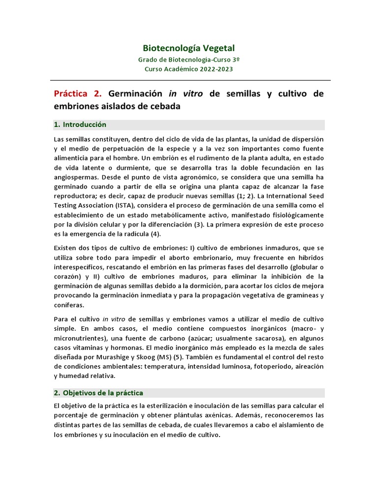 BV Practica 2 | PDF | Semilla | Embrión