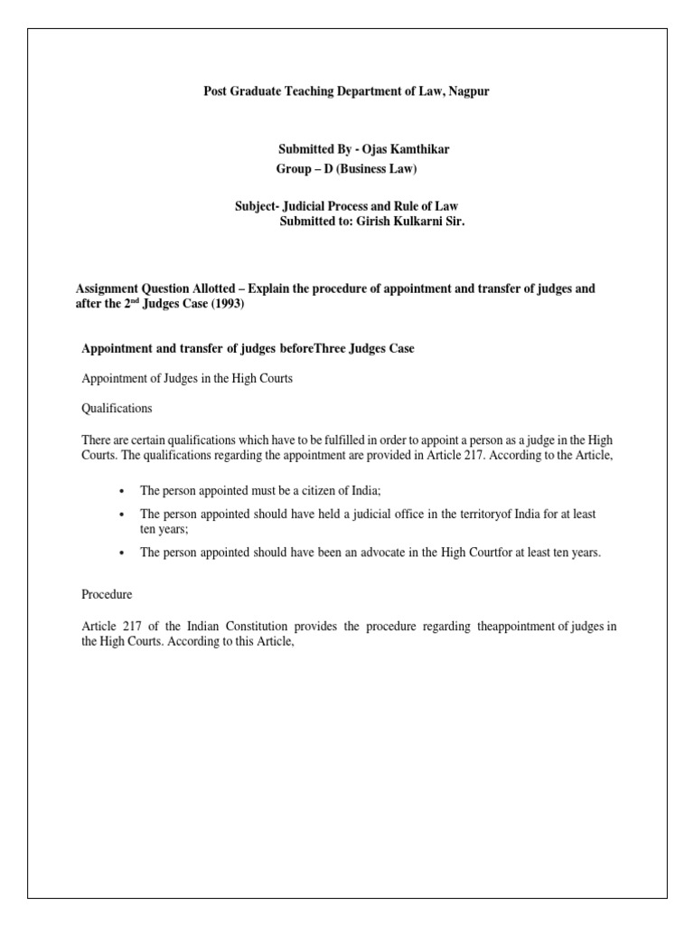 Judicial Review Assignment | PDF | Supreme Court Of India | Judge