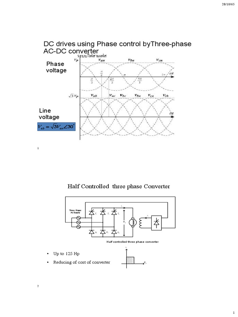 Half Controlled Three Phase Converter: DC Drives Using Phase Control Bythree-Phase Ac-Dc ...