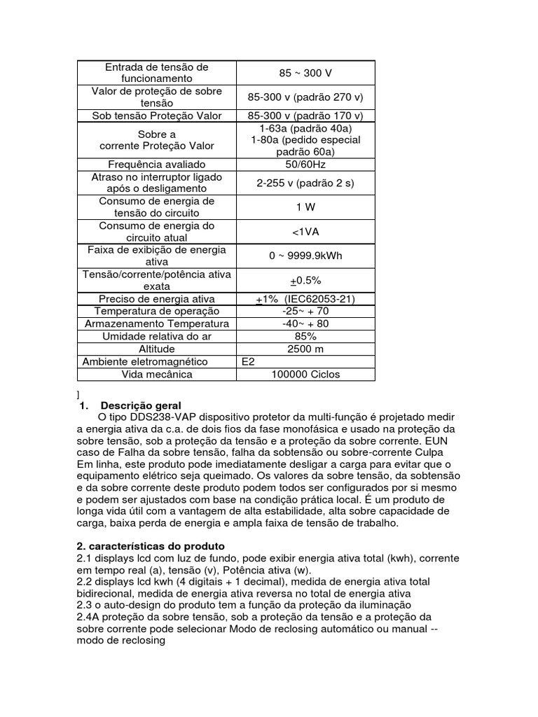 parametros DDS 238-convertido | PDF | Rede elétrica | Energia elétrica