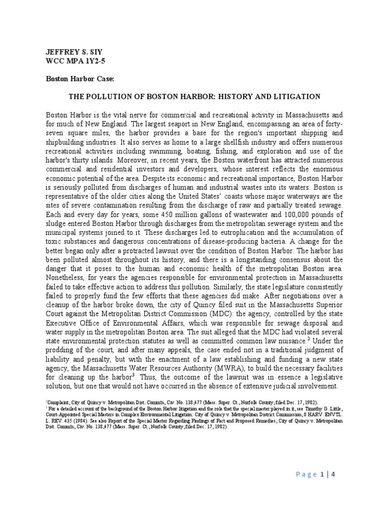 Boston Harbor Case MPA | Download Free PDF | Lawsuit | Legal Remedy