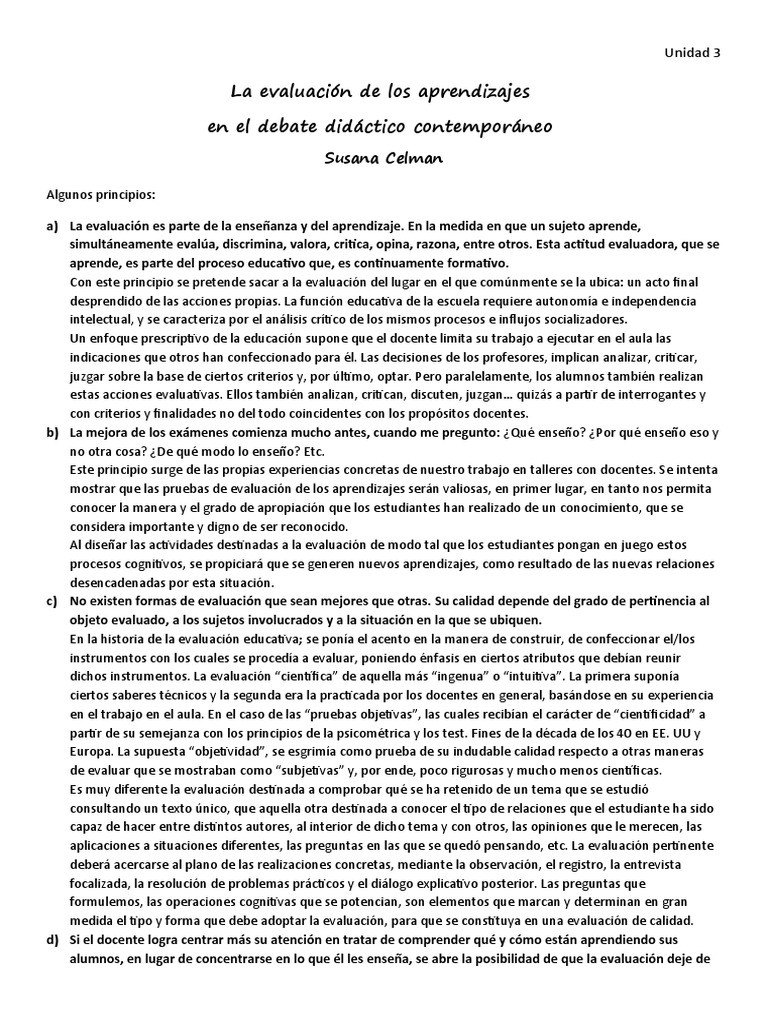 La Evaluación de Los Aprendizajes en El Debate Didáctico Contemporáneo | PDF | Evaluación ...