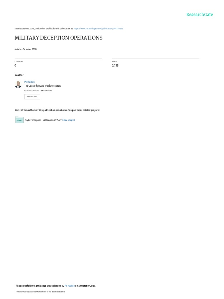 Military Deception Operations: October 2020 | PDF | Deception ...