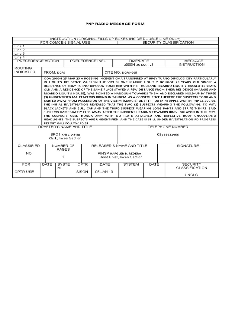 Police Report Sample | PDF