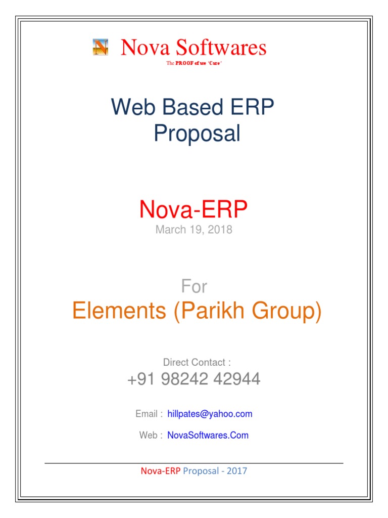 Nova-ERP Proposal for Parikh Group | PDF | Supply Chain Management ...