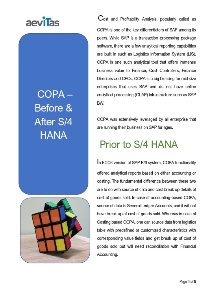 SAP COPA Analysis: ECC6 vs S/4 HANA | PDF | Databases | Software