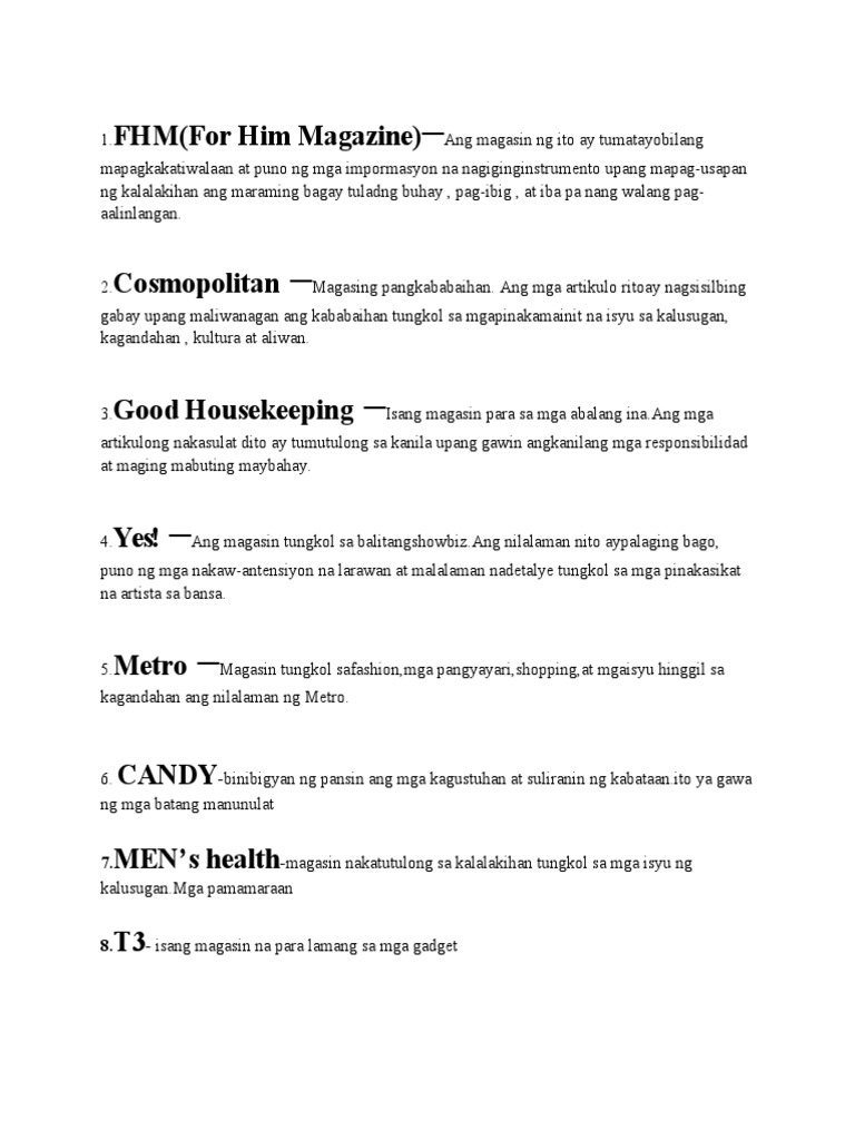 Mga Bahagi NG Magasin Fil | PDF