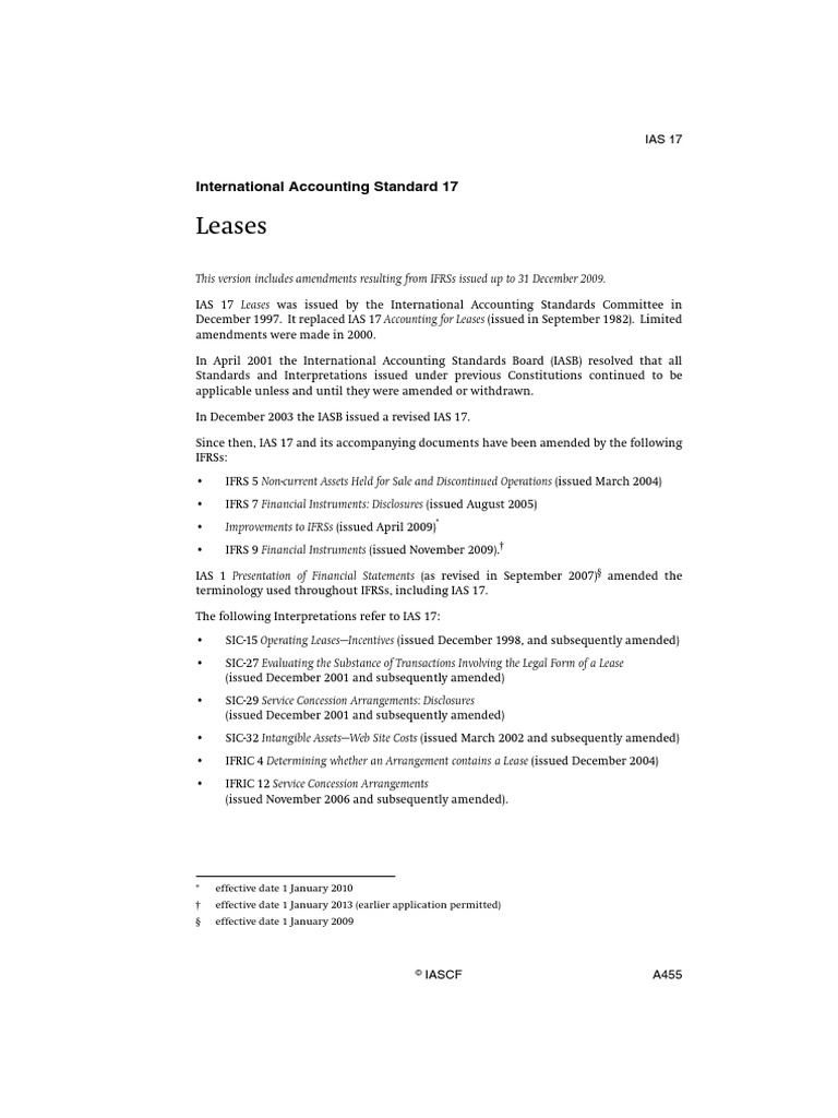 Ias 17 | PDF | Lease | International Financial Reporting Standards