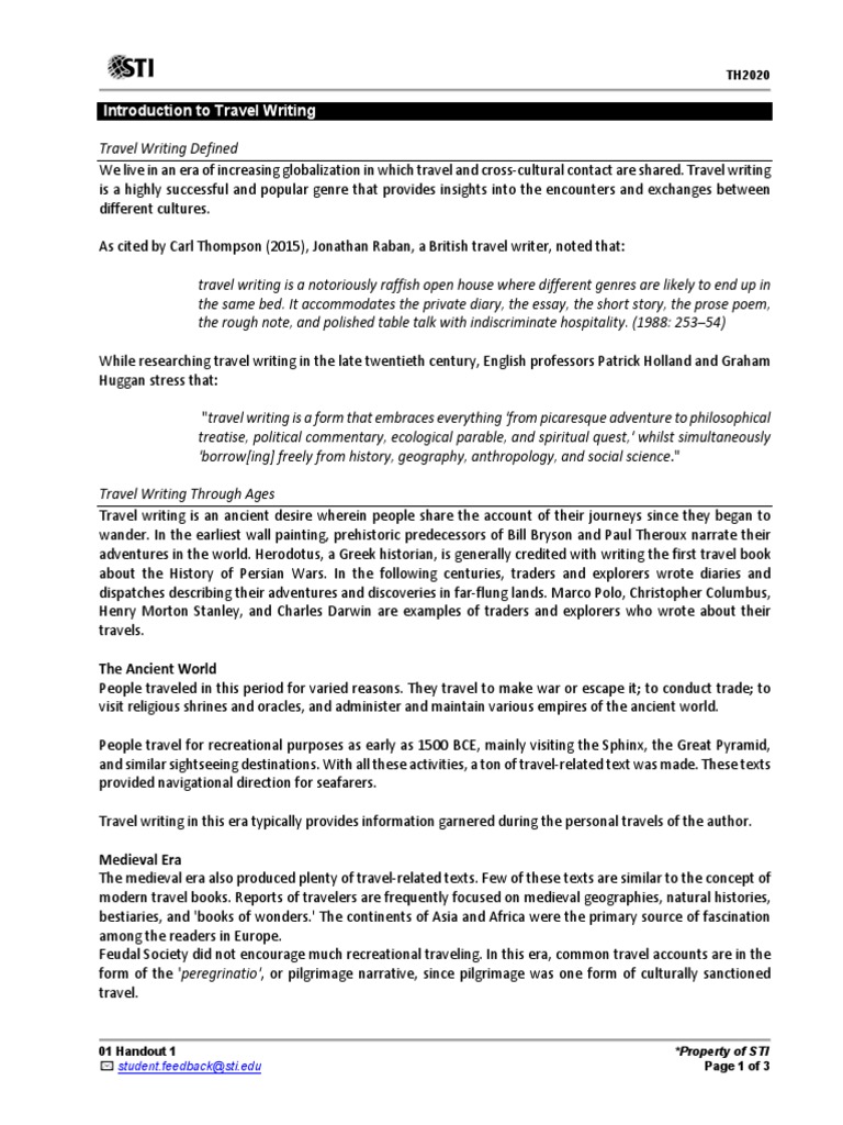 Introduction To Travel Writing: The Ancient World | PDF | Travel ...