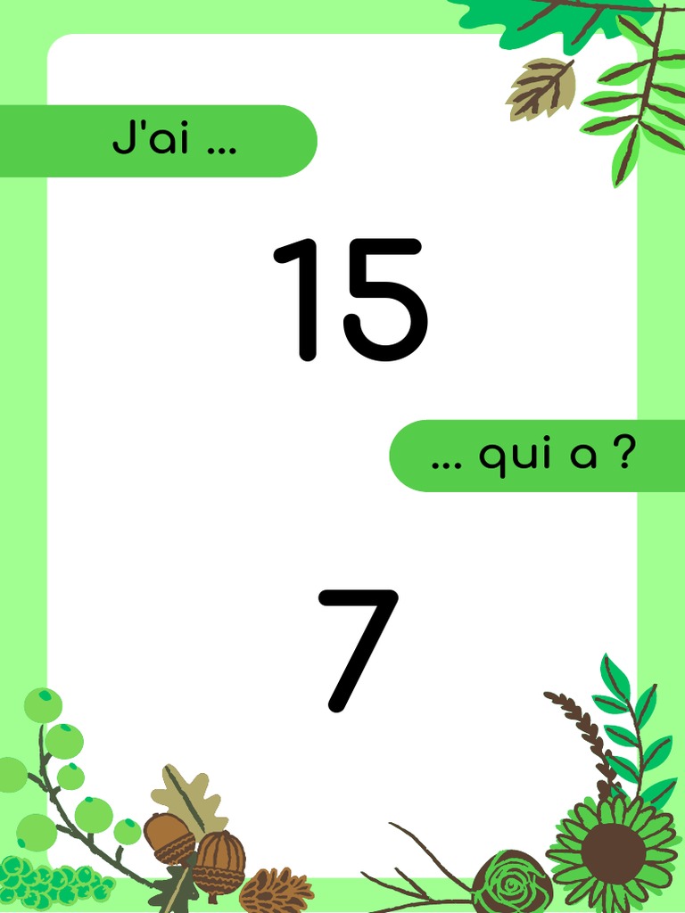 Jeu de Cartes "J'ai... Qui a ?" Numérique | PDF