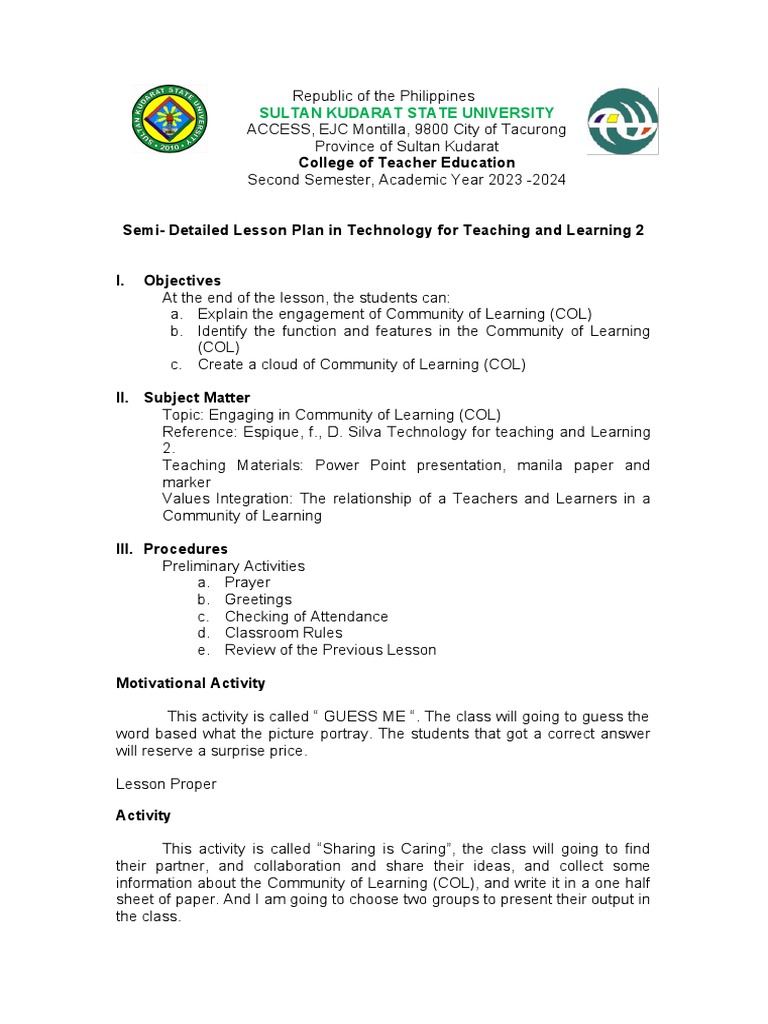 Tugade, A. - Lesson Plan, TTL2 | Download Free PDF | Learning | Teachers Tugade, A. - Lesson Plan, TTL2 | Download Free PDF | Learning | Teachers