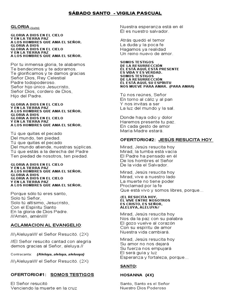 Vigilias Y Cantos De Sábado Santo Pdf Jesús Cristo Título