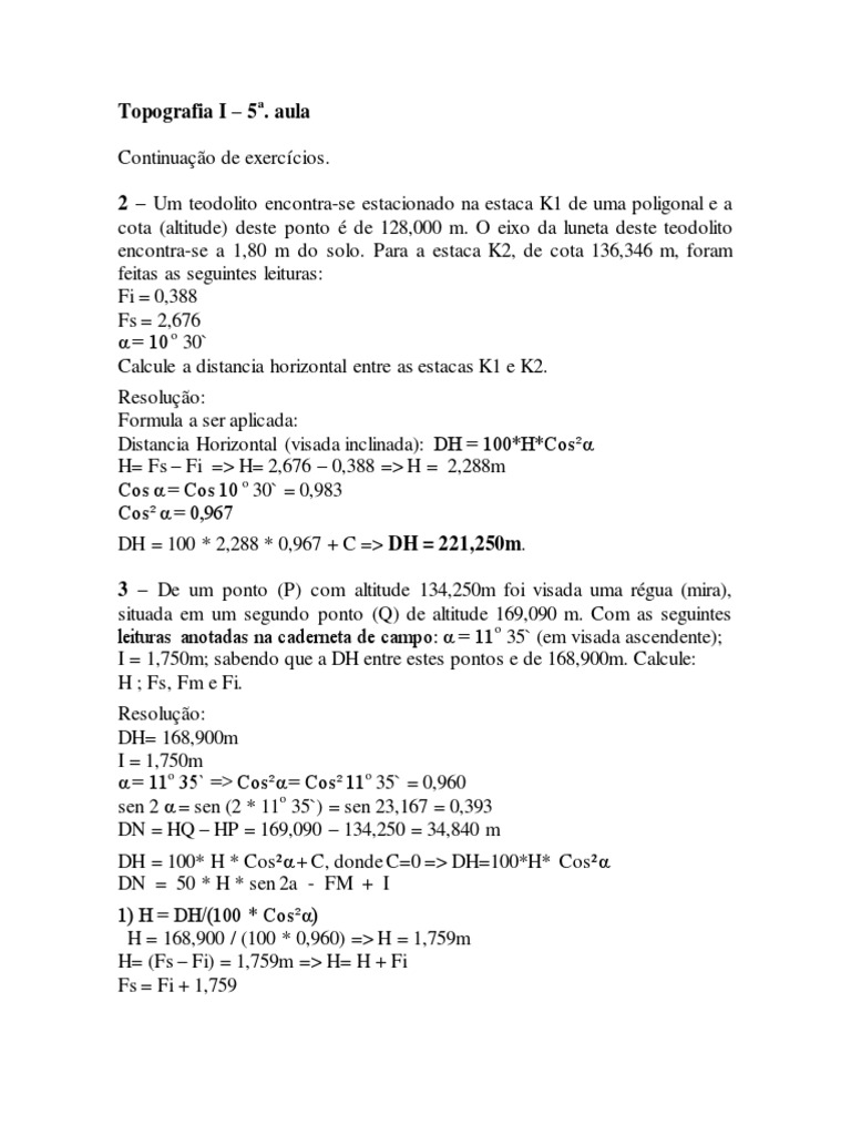 Topografia AULA 5 | PDF | Eletrônicos | Ciências Físicas