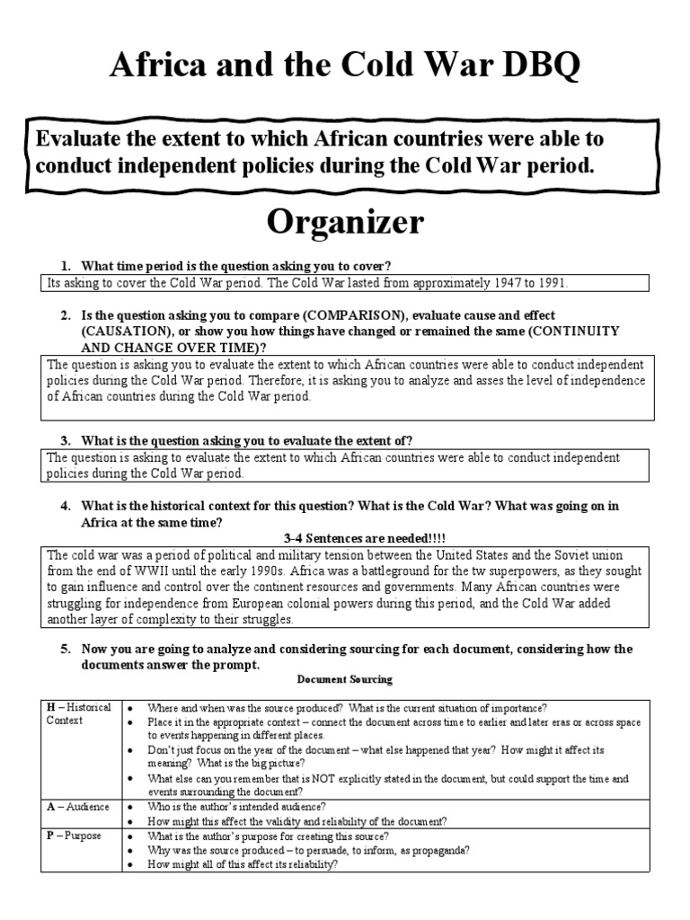 Africa and The Cold War DBQ Organizer | PDF | Central Intelligence ...