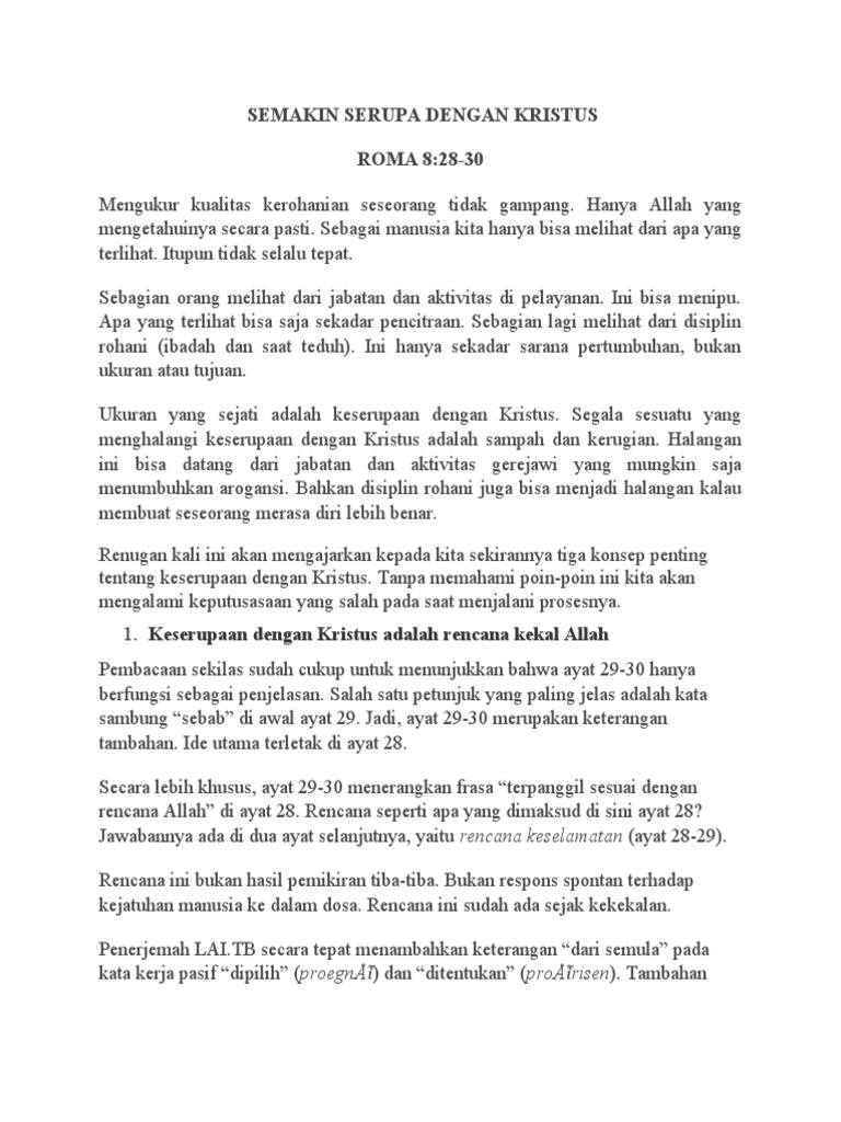 Semakin Serupa Dengan Kristus | PDF