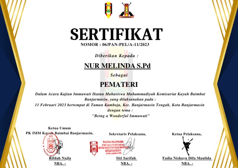 Sertifikat Pemateri | PDF