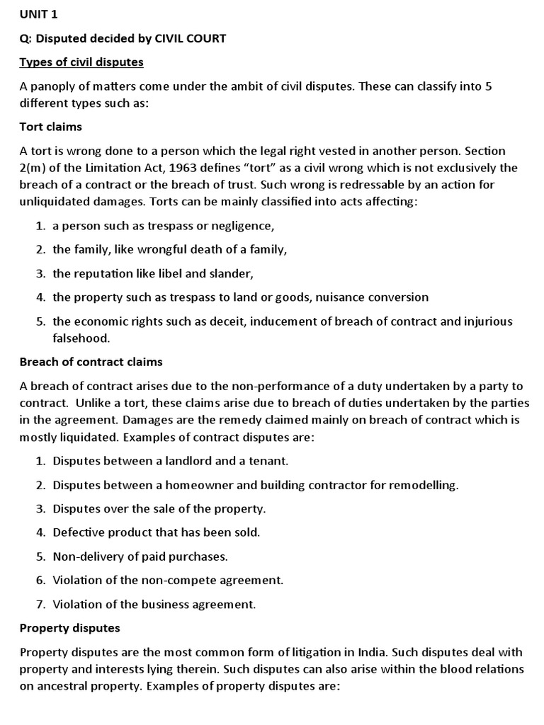 LLB 5TH Sem CPC Unit 1 | PDF | Judgment (Law) | Lawsuit