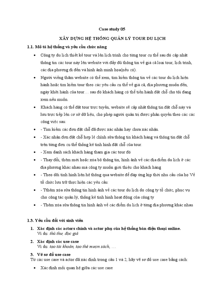 Case Study 07 - HeThongDuLich | PDF