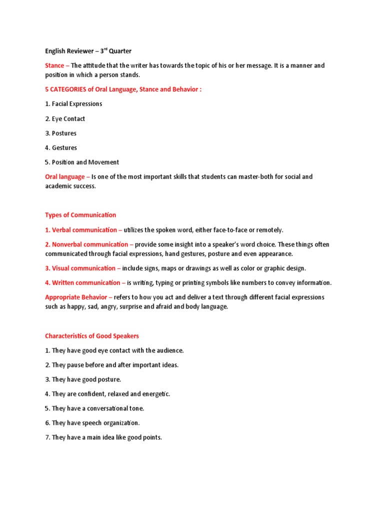 Reviewer 3RD QTR | PDF | Communication | Technical Drawing