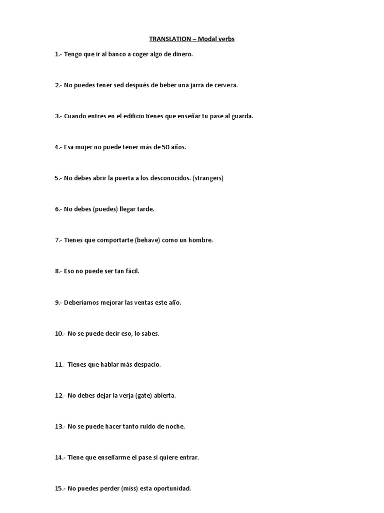 TRANSLATION Modal Verbs | PDF