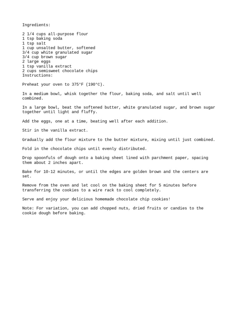 Cookie Recipe Student Notes | PDF