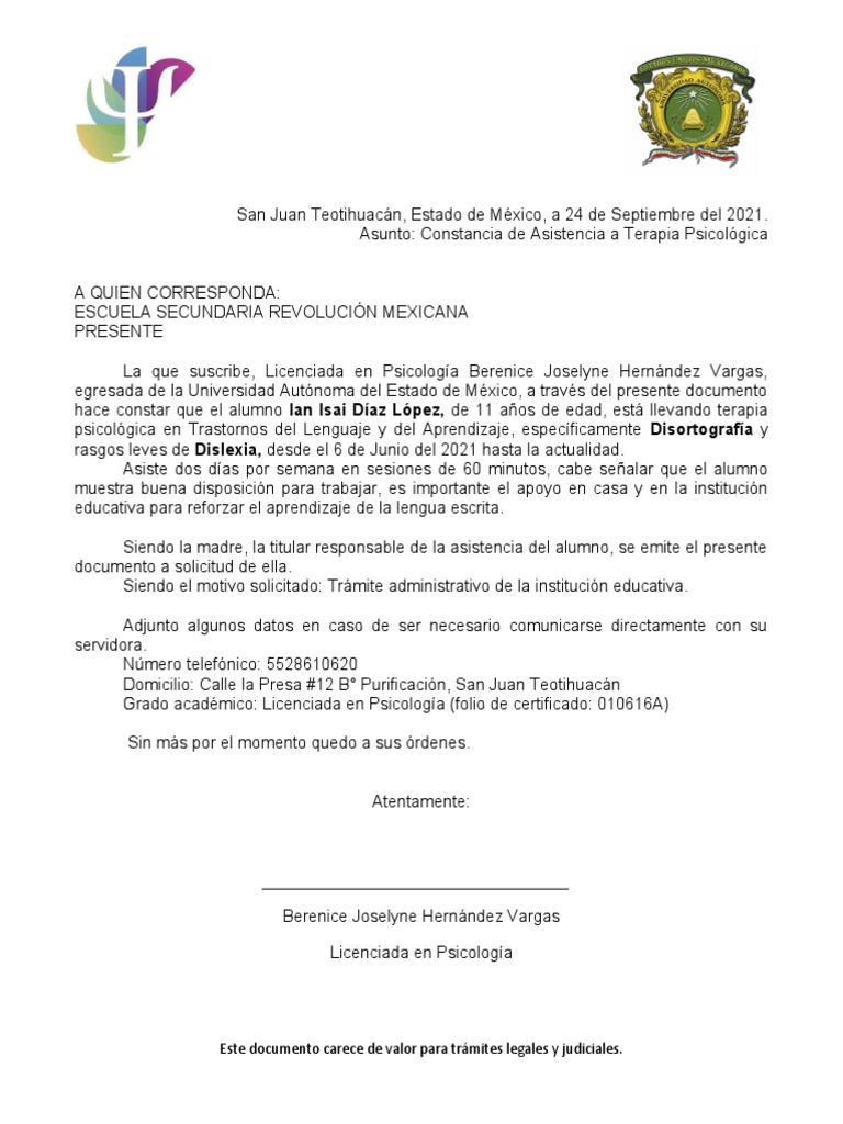 Este Documento Carece de Valor para Trámites Legales y Judiciales | PDF