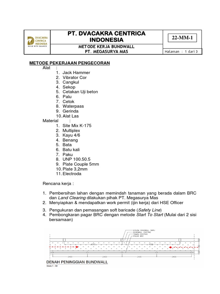Metode Kerja Bundwall | PDF