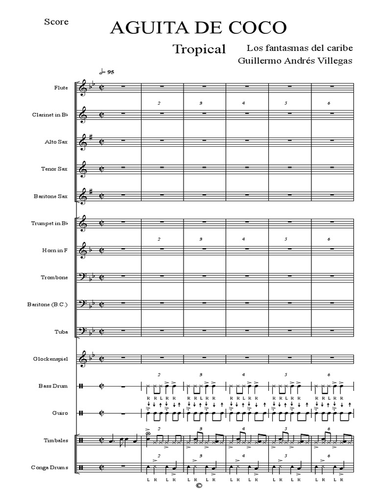 Aguita de Coco SCORE | PDF | Saxofón | Trombón