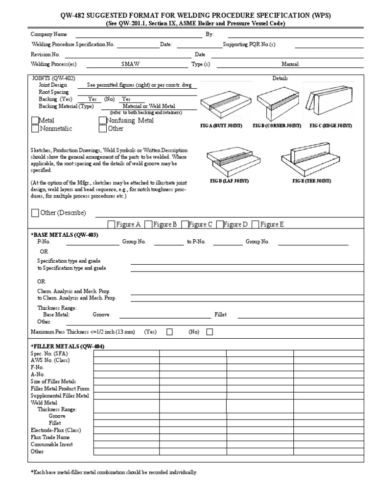 ASME WPS QW-482 Format Guide | PDF | Materials Science | Electrical ...