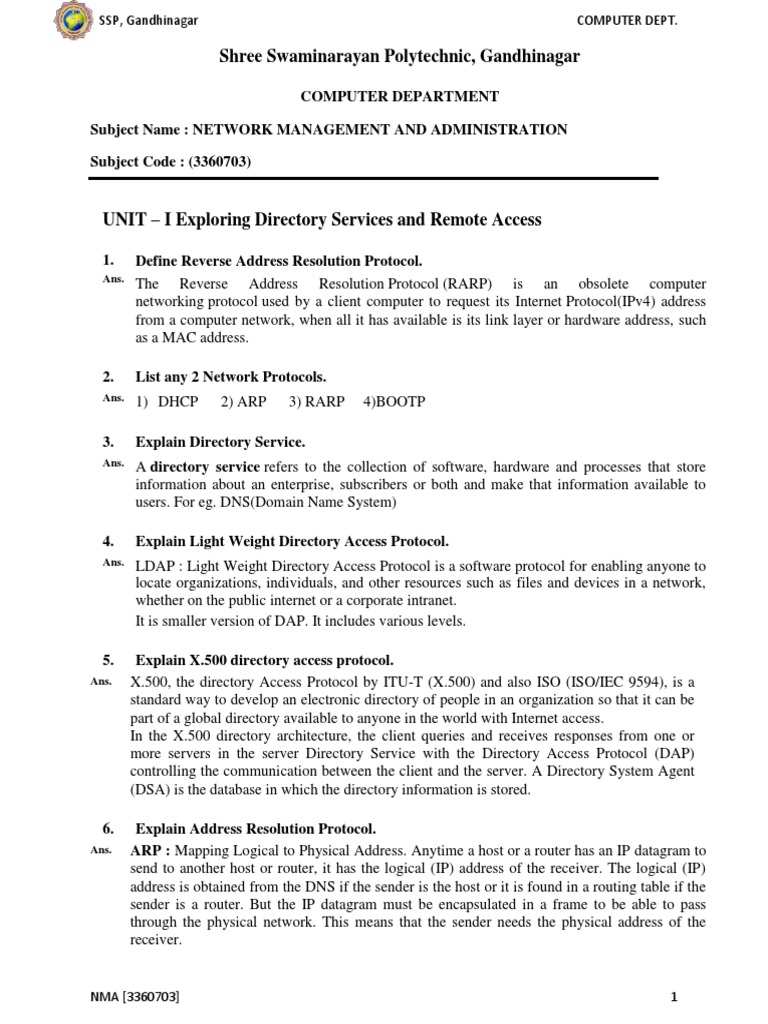 Nma Unit I Solution | PDF | Computer Network | Virtual Private Network