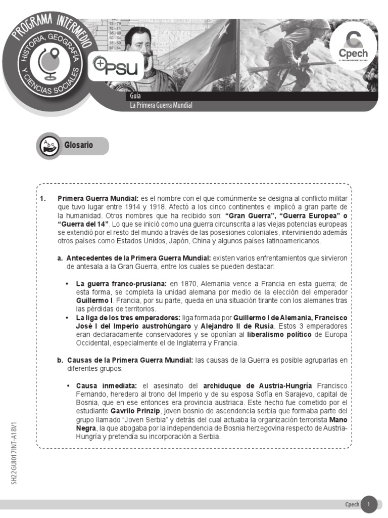 Clase 19 Guía La Primera Guerra Mundial - Unlocked | PDF | Primera ...