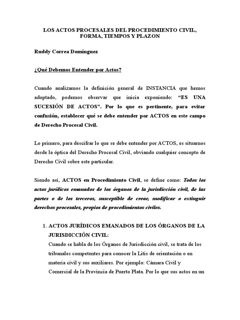 Unidad 4 Forma de Los Actos, Tiempos y Plazos Procesales | PDF