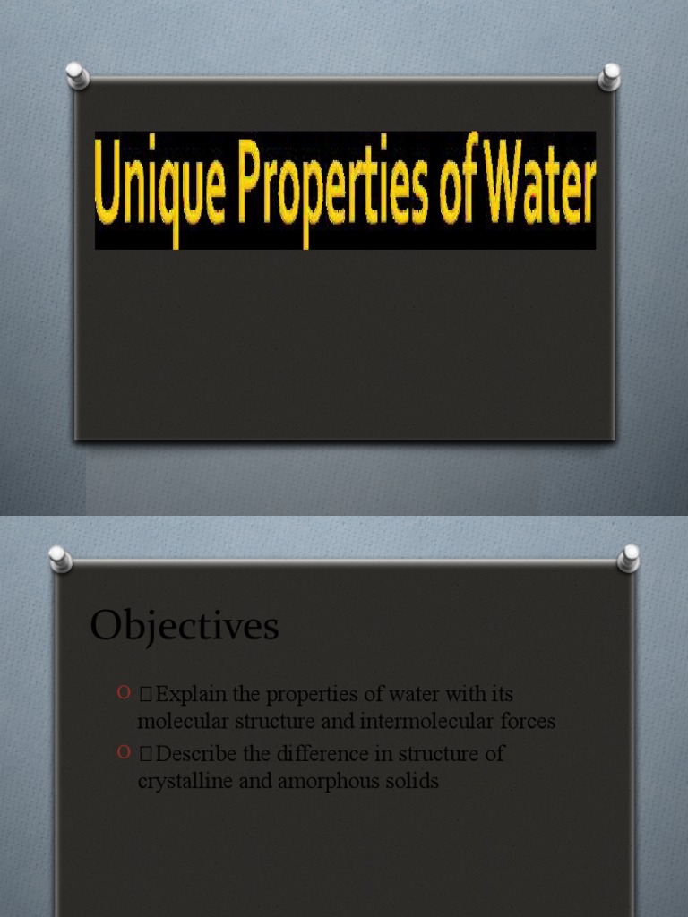 Gen Chem 2 - Lesson 3. Uniques Properties of Water and The Structure of ...
