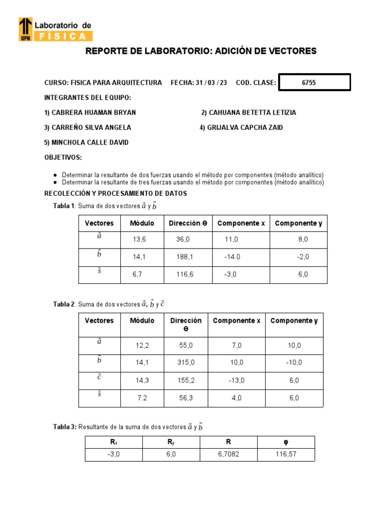 Reporte Lab Fisiarq S02 A V Entrega | PDF | Vector Euclidiano | Tiempo espacial