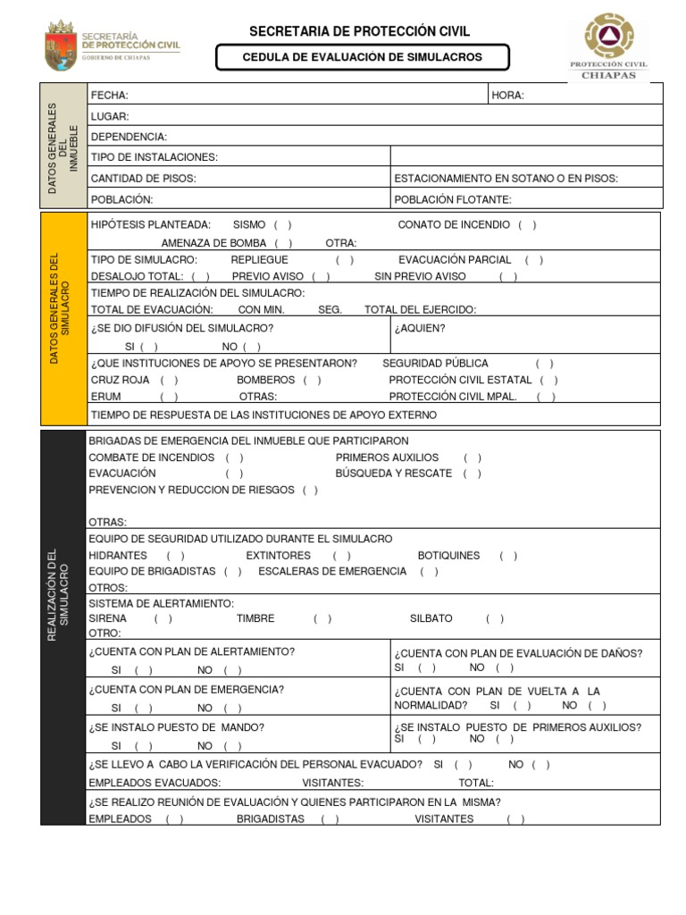 Evaluacion de Simulacro (SPC) | PDF | Defensa Civil | Gestión de emergencias