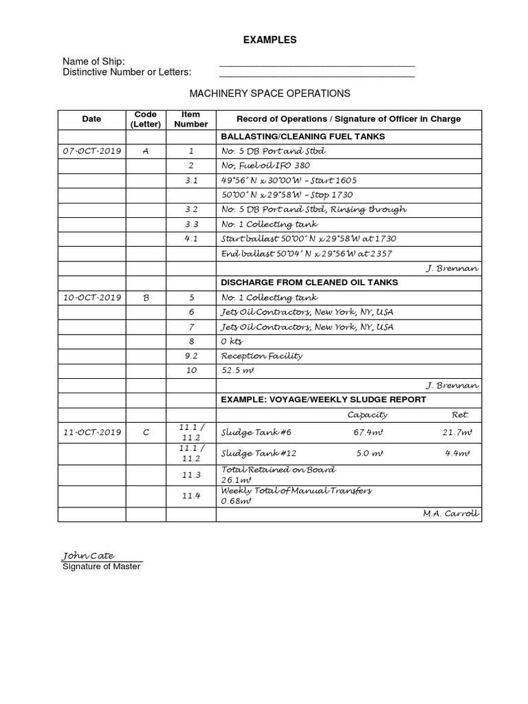Oil Record Book Part I Examples | Download Free PDF | Fuel Oil | Fuels